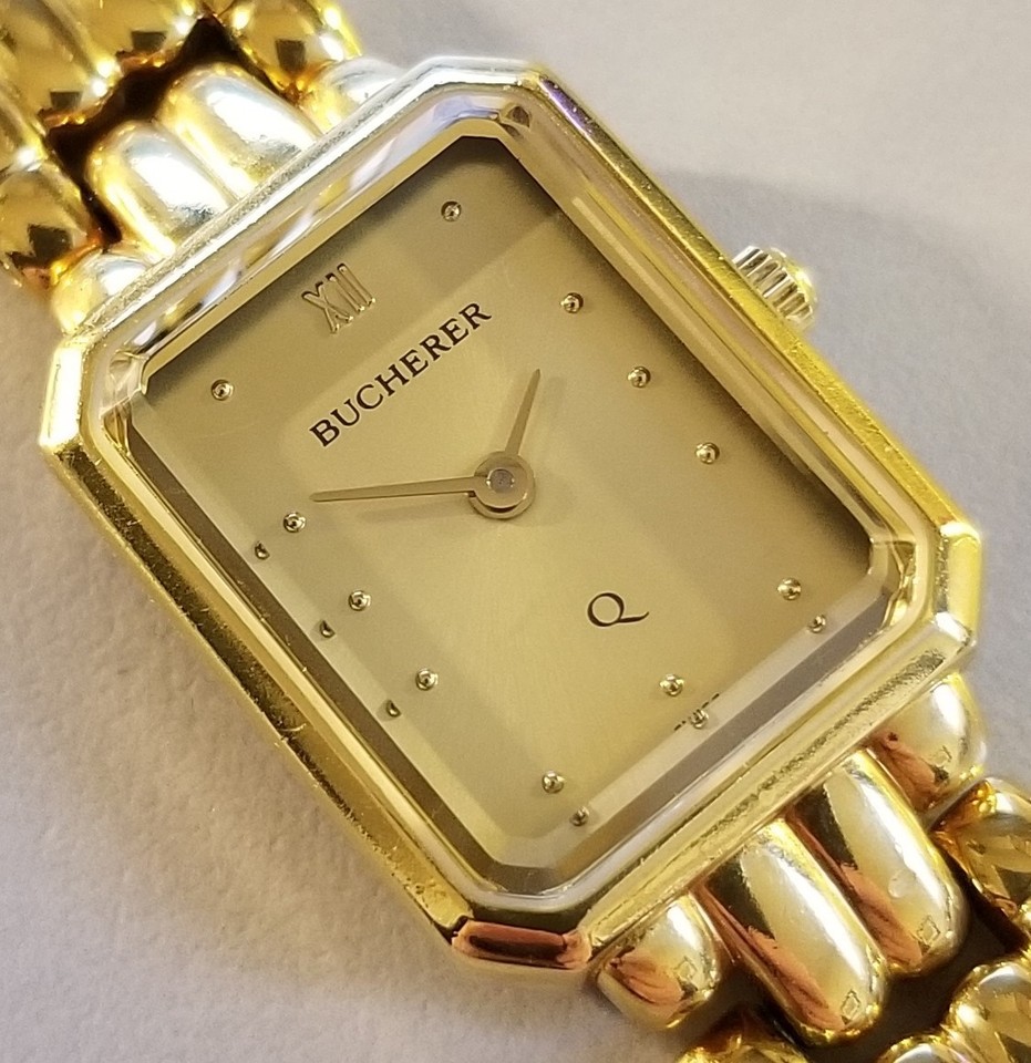 BUCHERER 980.601 SWISS PRE-OWNED 18.5 X 23 MM CASE GOLD PLATED QUARTZ ...