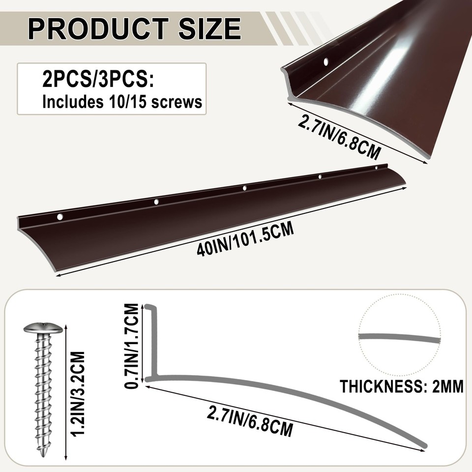 2PCS 40inch Brown Door Rain Drip Guard for Windows Drip Cap Rain ...