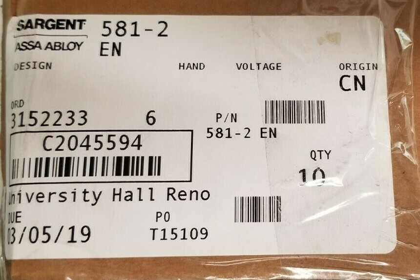 SARGENT Blade Stop Spacer Kit 581-2 En Po. No. 6046889. Loc 60b for ...