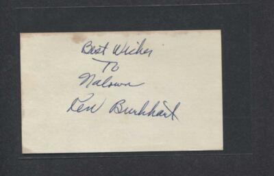 Ken Burkhart Signed 3X5 Index Card (Cardinals) (1945 Debut) | eBay