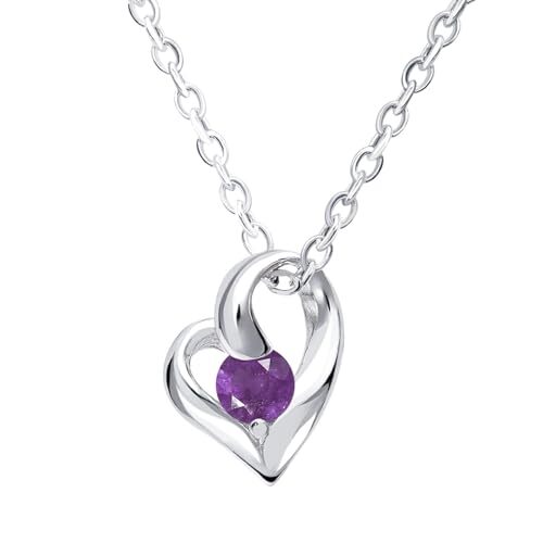 [Sears] Silver 925 Open Heart Pendant for Women February Birthstone Amethyst | eBay
