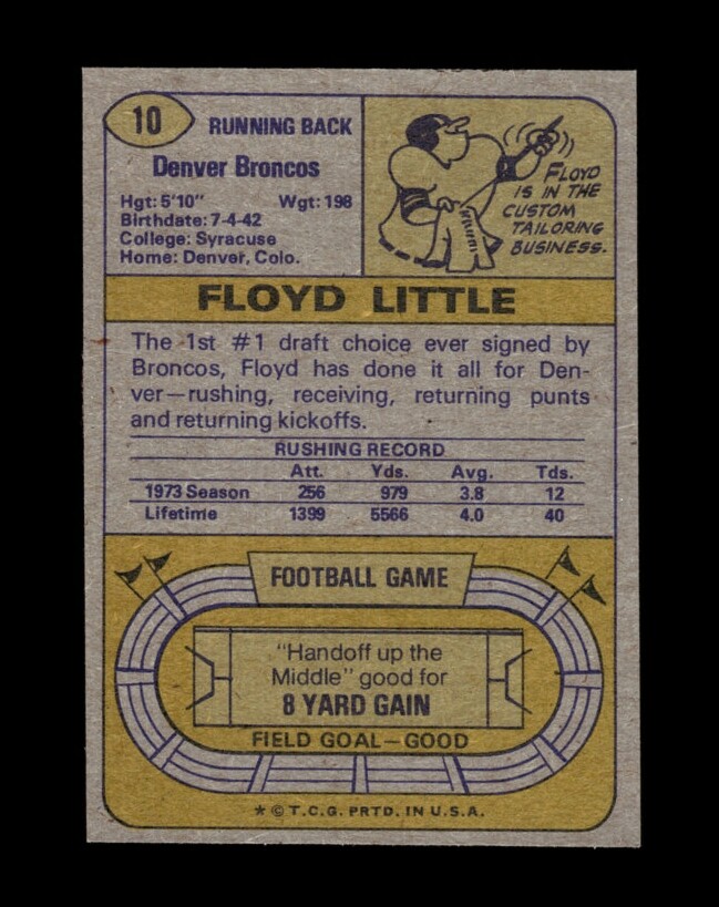 1974 Topps Set-Break # 10 Floyd Little NM-MT OR BETTER *GMCARDS* | eBay