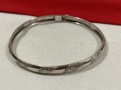 JCM 10k Solid White Gold Etched Bangle Bracelet DENTED/BROKEN/SCRAP ...