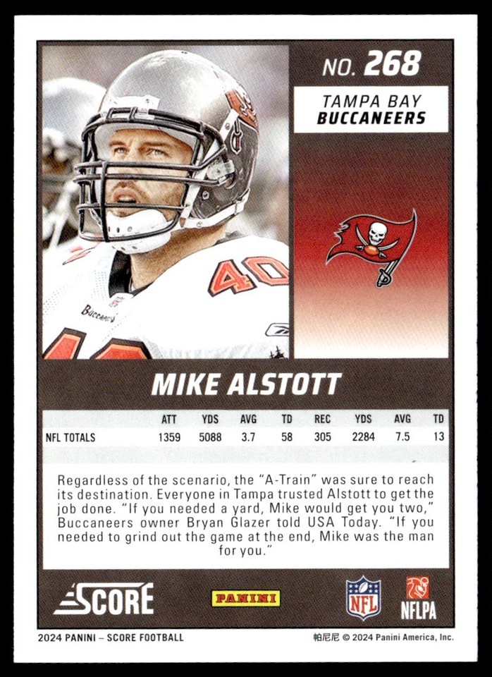 MIKE ALSTOTT 2024 SCORE FOOTBALL TAMPA BAY BUCCANEERS #268 | eBay UK