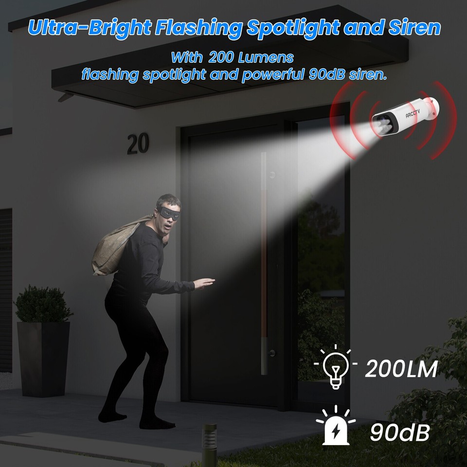 ARCCTV WiFi 6 Solar Security Camera 4MP Wireles Audio Night Vision Home ...