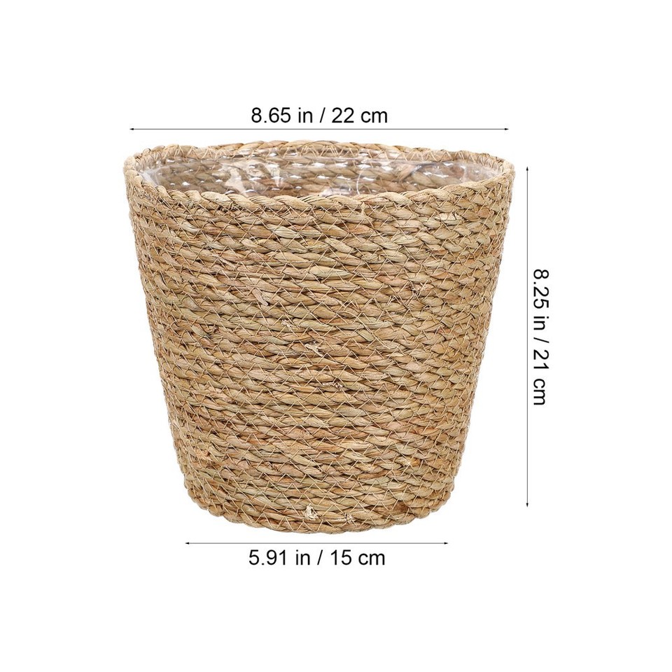 Woven Plant Pot with Liner Straw Woven Plant Flower Basket Multi ...
