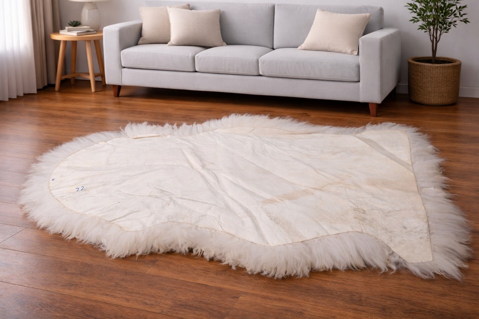 Luxury Natural Ivory Sheep Skin Rug Fur Silky Warm Throw Floor Fluffy ...