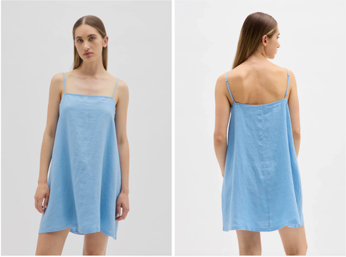 ASSEMBLY LABEL Tully Mini Dress Size 14 Blue Linen Summer Boho Chic RRP ...