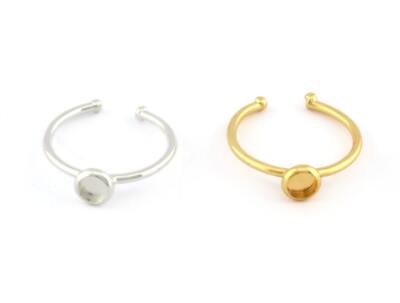 3pcs Round Ring Blank, Adjustable Ring Shiny Silver,Shiny gold plated ...