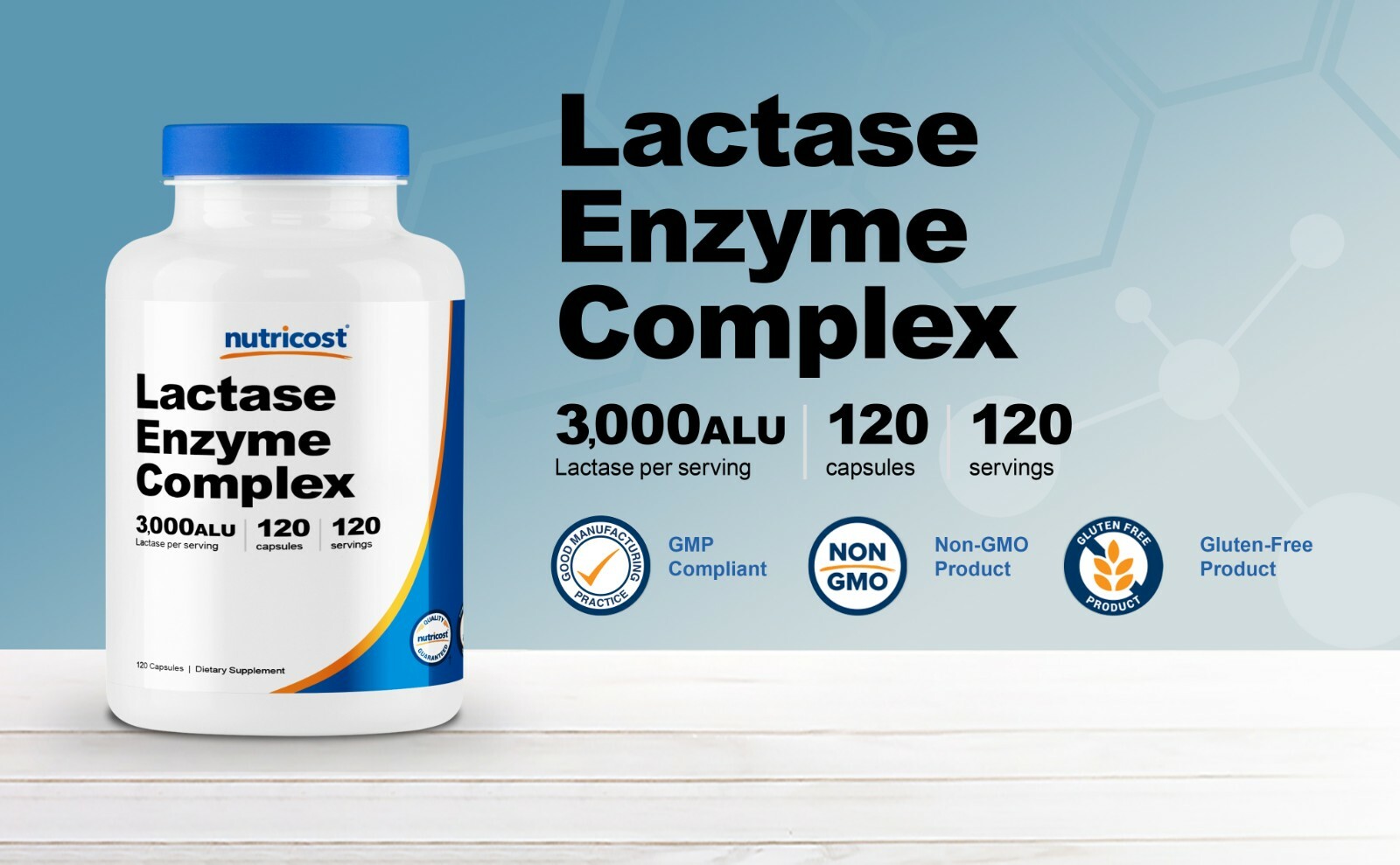 Nutricost Lactase Enzyme Complex 3,000 FCC ALU, 120 Vegetarian Capsules ...