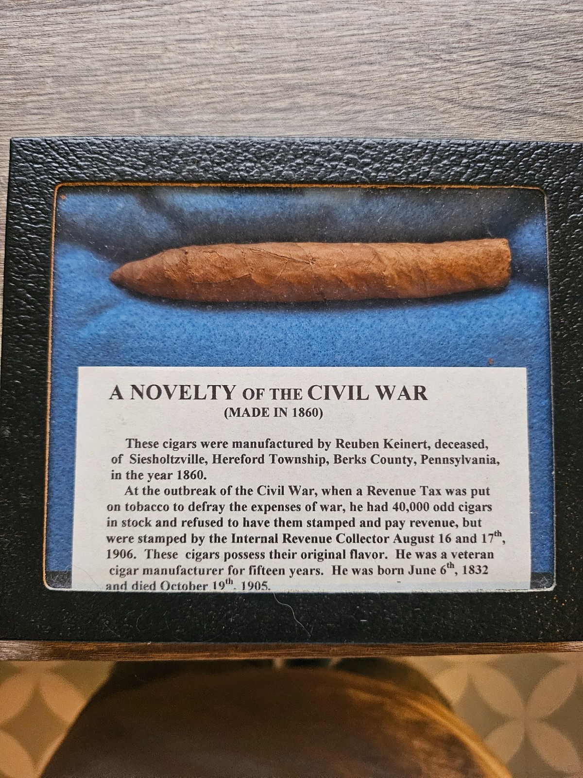 Civil war set original lucifer matches and 1860s Reuben Keinert tax ...