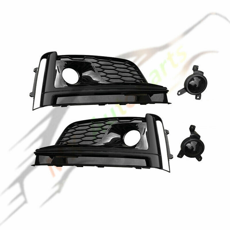 LH+RH Gloss Black Front Fog Light Cover w/Acc For Audi A5 S5 Coupe S5 ...