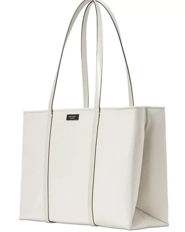 NWT $298 Kate Spade Sam Icon Large Tote STONY BEACH light grey | eBay
