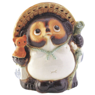 Tanuki Shigaraki yaki ware Japanese Chinese Racoon Dog Cute Happy Cat 8 ...