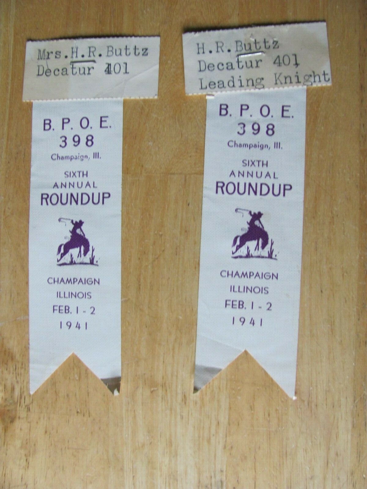 1941 B.P.O. ELKS # 401 DECATUR ILL PROGRAM CARDS & 2 RIBBONS ROUNDUP ...