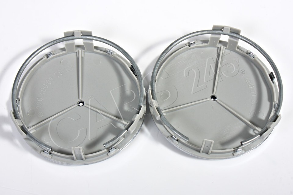 Genuine MERCEDES Wheel Center Hub Caps 2pcs Star Silver Chrome ...
