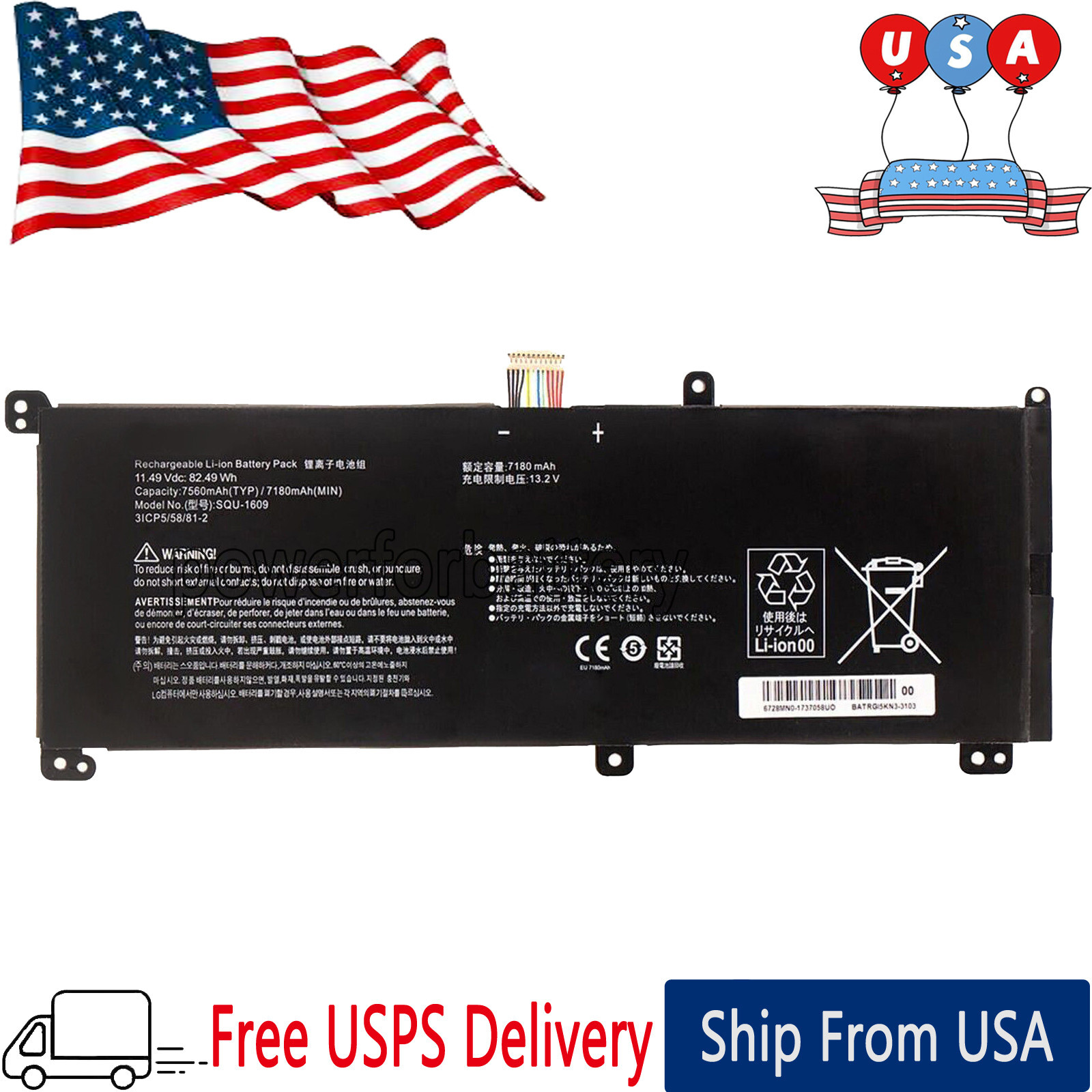 New SQU-1609 SQU-1611 Battery for Thunderobot Dino x5ta X7a X6 911 Pro ...