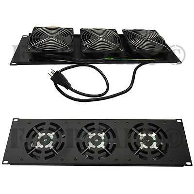 3 Fan 19" Rack Mount Cooling Panel System DJ Rack Case Server Cabinet ...