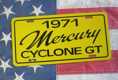 Yellow 1971 Mercury Cyclone GT license plate tag 71 429 super cobra jet ...