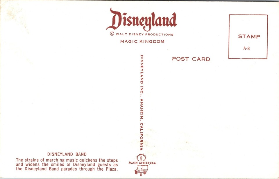 Circa 1955 Disneyland Band California Postcard Music Magic Kingdom Main ...