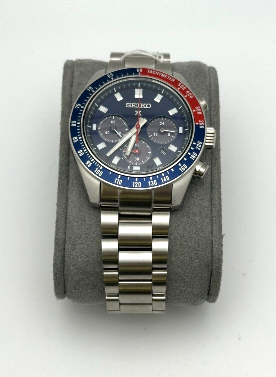 Seiko Speedtimer Solar Chronograph Blue & Red Watch SSC913 New In Box ...