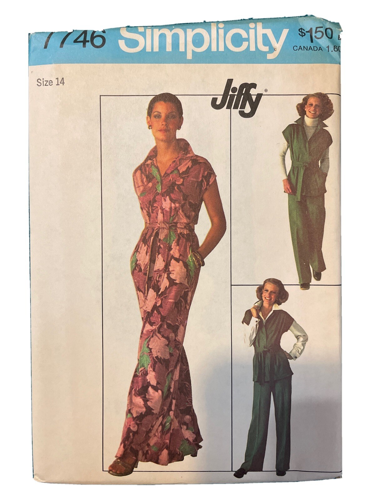 Vintage 1970’s Simplicity 7746 Jiffy Dress Or Top And Pants. Size 14 ...