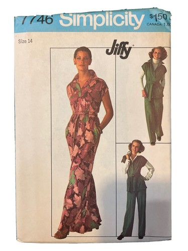 Vintage 1970’s Simplicity 7746 Jiffy Dress Or Top And Pants. Size 14 ...
