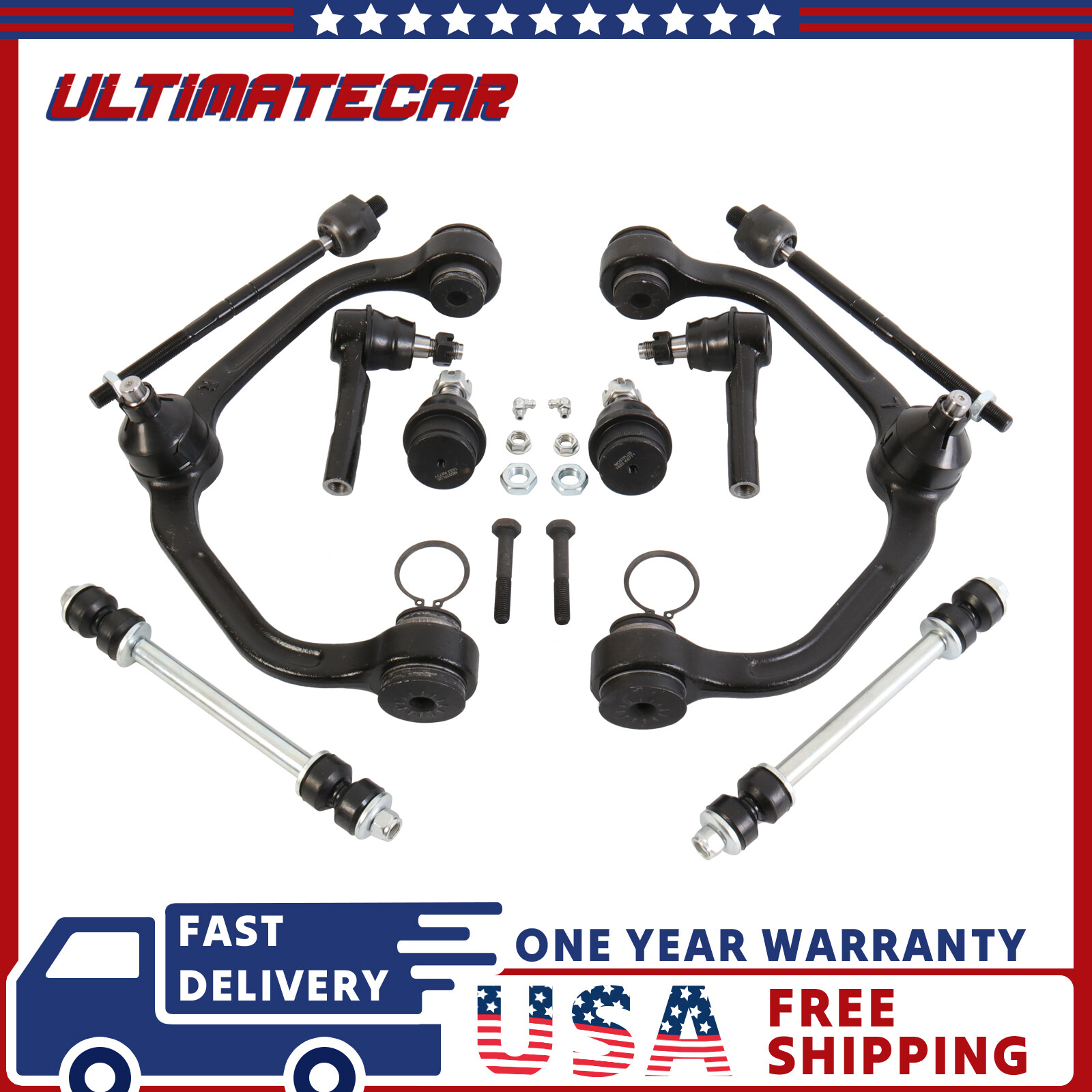 Front Upper Control Arm Ball Joint Tie Rod Kit For Ford Ranger Mazda ...