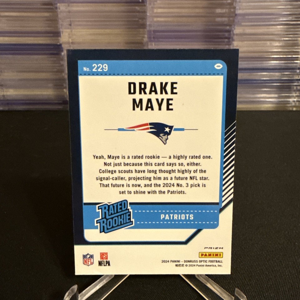2024 Panini Donruss Optic Rated Rookie Drake Maye RC Green Hyper Prizm ...
