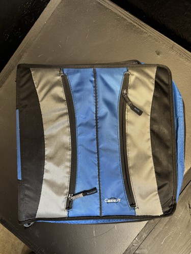 Case It Zipper Binder Mighty Zip Tab 3" Two 3-Ring Blue Shoulder Strap ...