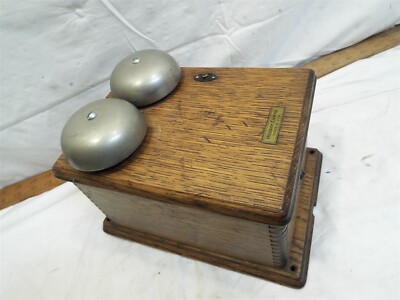 Antique Western Electric Oak Ringer Wall Box Phone Bells Telephone ...