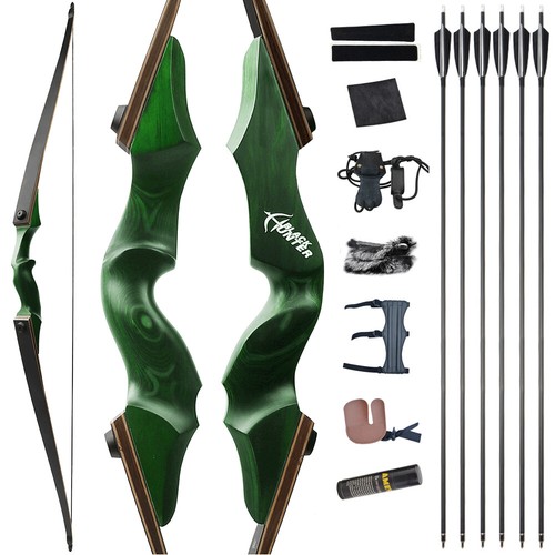 60" Archery Longbow 20-60lbs Limbs Takedown Recurve Bow Hunting Black ...