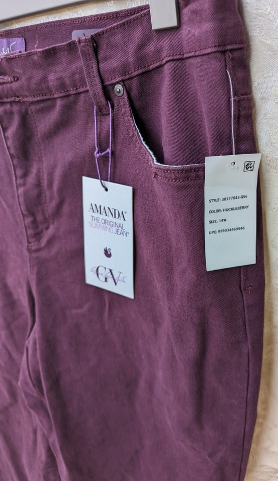 Gloria Vanderbilt Amanda Fit Maroon Denim Jeans Size 14W 20W 22W 24W ...