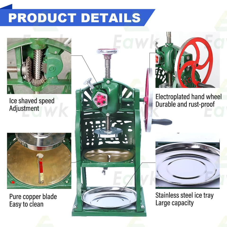 Portable Manual Snow Ice Shaver Machine Hand Crack Ice Crusher Heavy ...