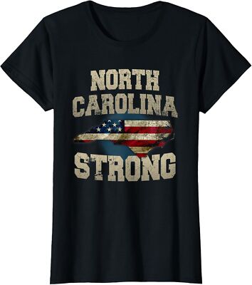 North Carolina Strong With NC State And USA Flag Ladies' Crewneck T ...