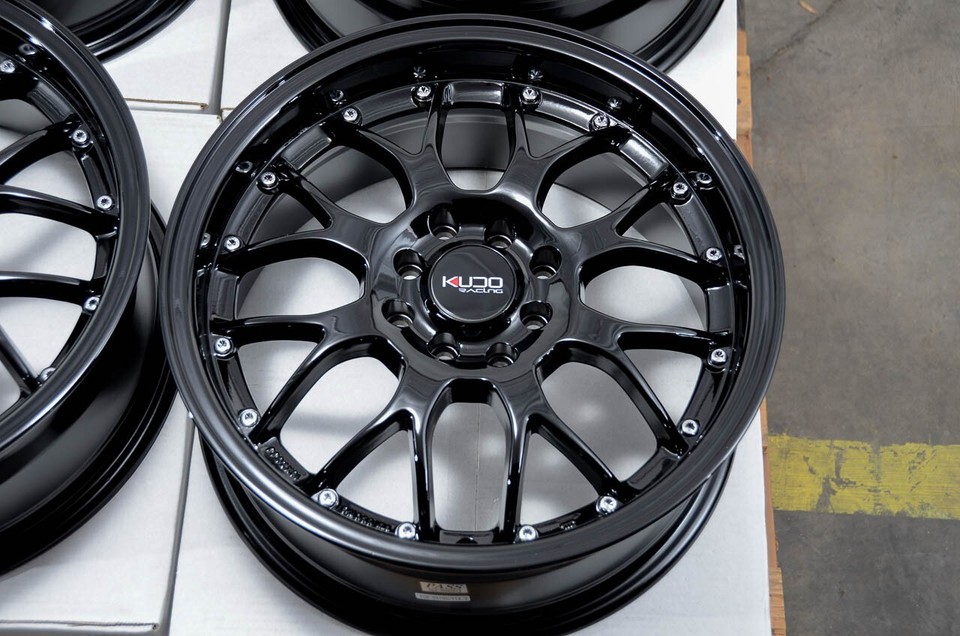 Kudo Racing Z16 16x7 4x100 4x114.3 +38mm Black Wheels Rims Civic Cooper ...