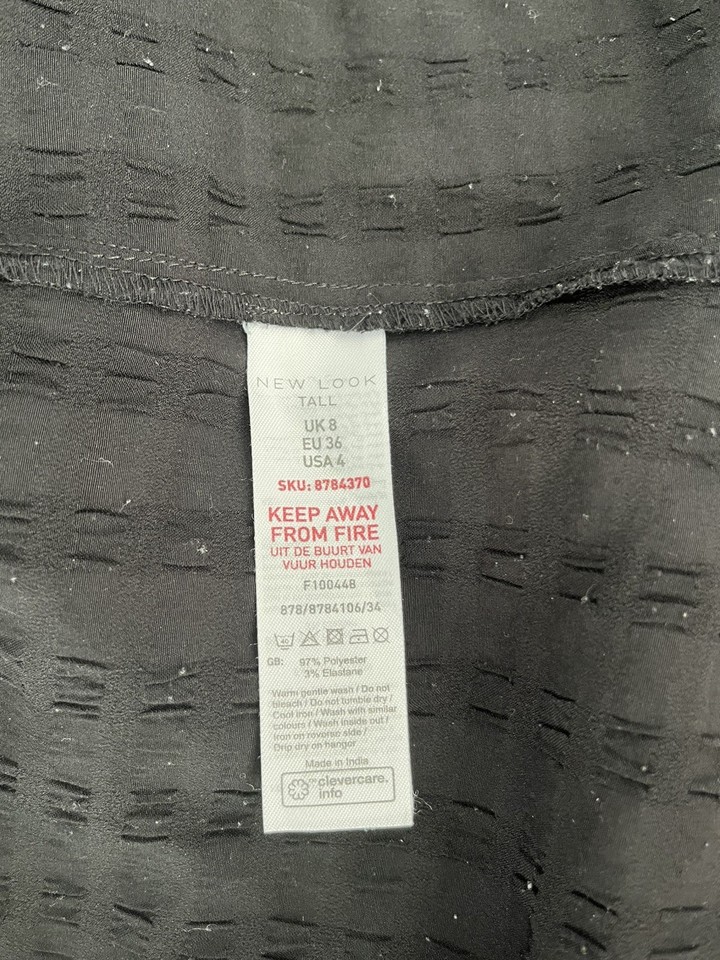New Look ~ Tall ~ Black V Neck Long Dress ~ Size 8 ~ Long Sleeves ~ VGC ...