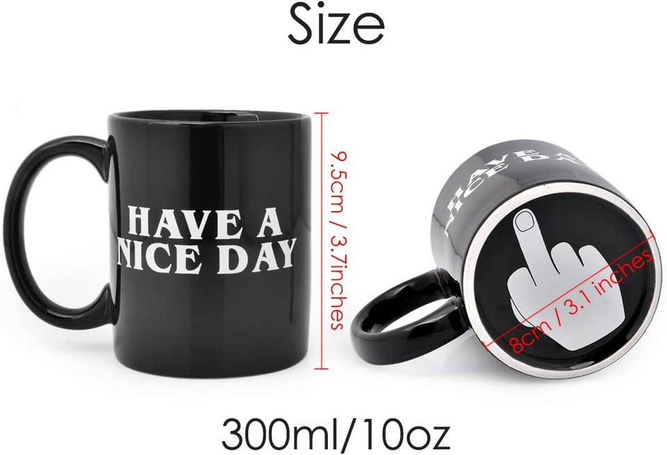 Have a Nice Day Mug Middle Finger Mug 300Ml Ceramic Coffee Cup Funny ...