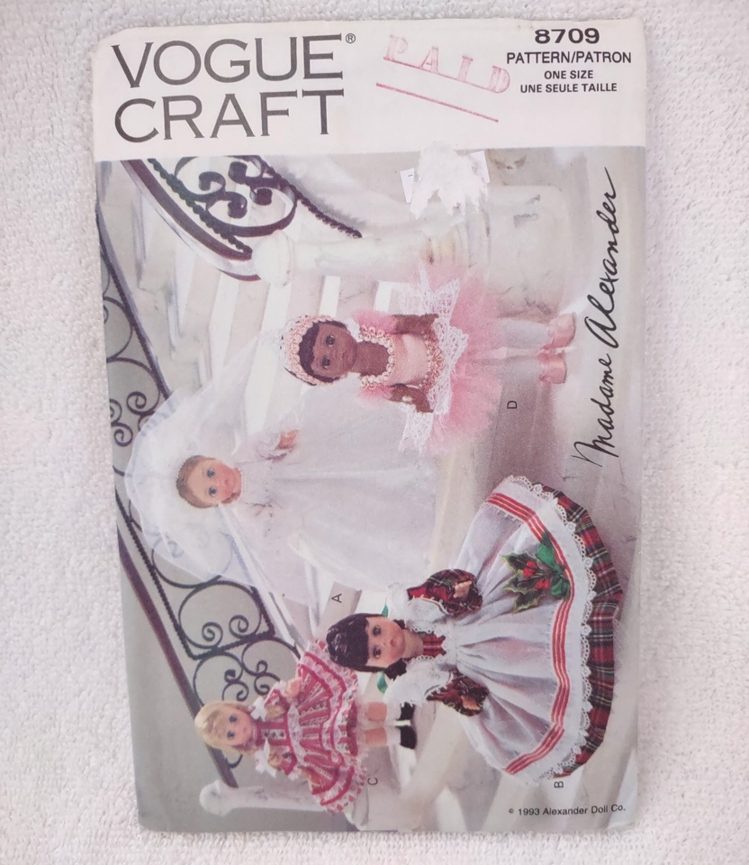 Vogue Madame Alexander 8" Doll Clothes Pattern 8709 From 1993 | eBay