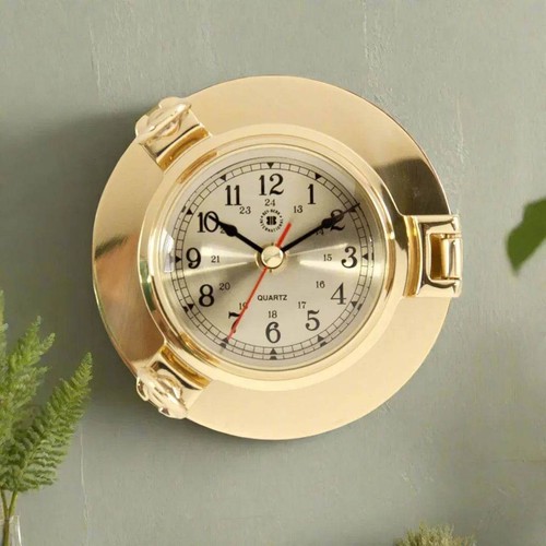 Vintage Brass Nautical Porthole Wall Clock - Small | eBay
