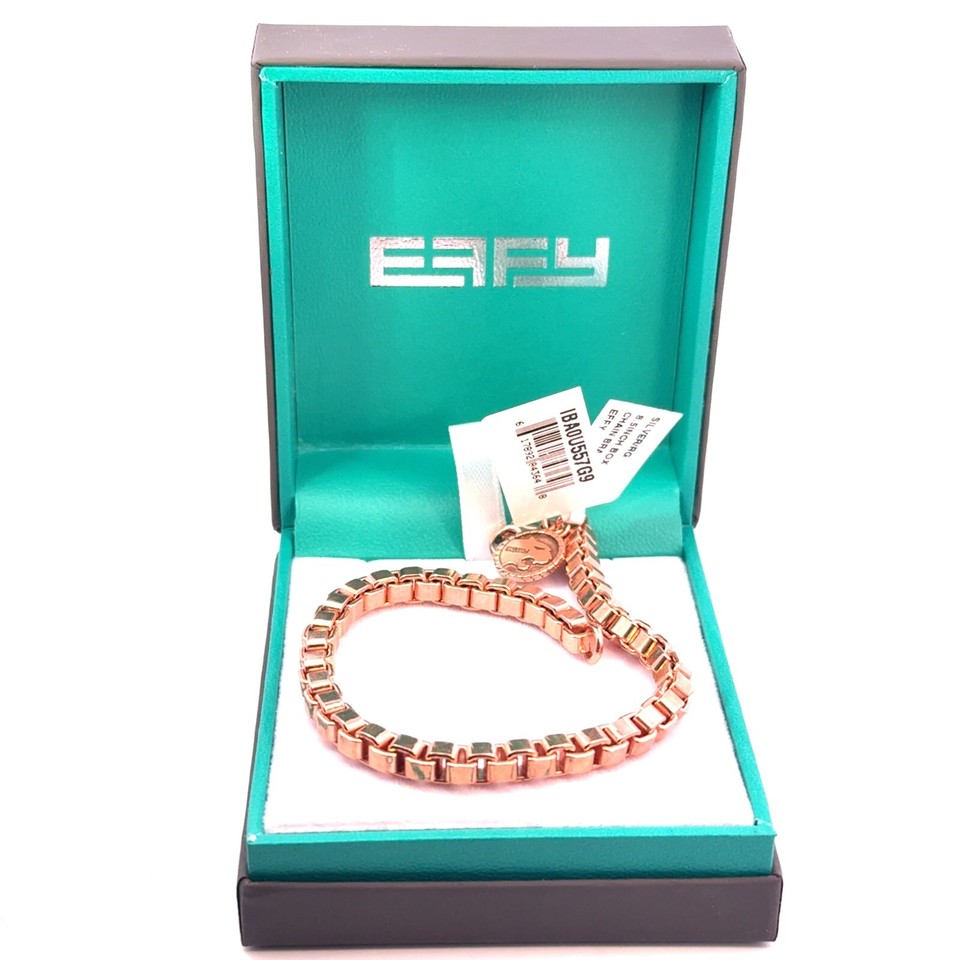 NIB EFFY sterling silver rose gold plated box bracelet 8.5in $360 ...