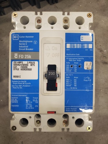Cutler hammer eaton FD3200 200amp circuit breaker FD warranty | eBay