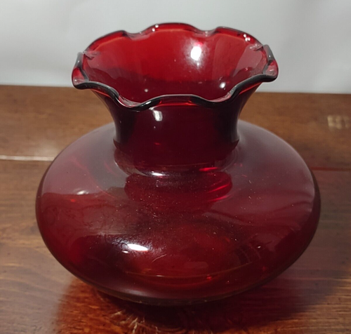 RUBY RED GLASS: VASE FLUTED TOP 3" tall (Vintage) | eBay