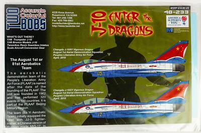 Two Bobs 48-233 J-10 'Enter the Dragons' Chinese Demo Team Decal Set 1/ ...
