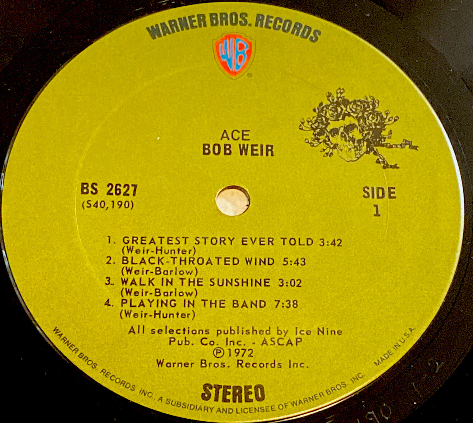 BOB WEIR Ace (Actually The Grateful Dead) - 1972 1st Press WB LP Vinyl ...
