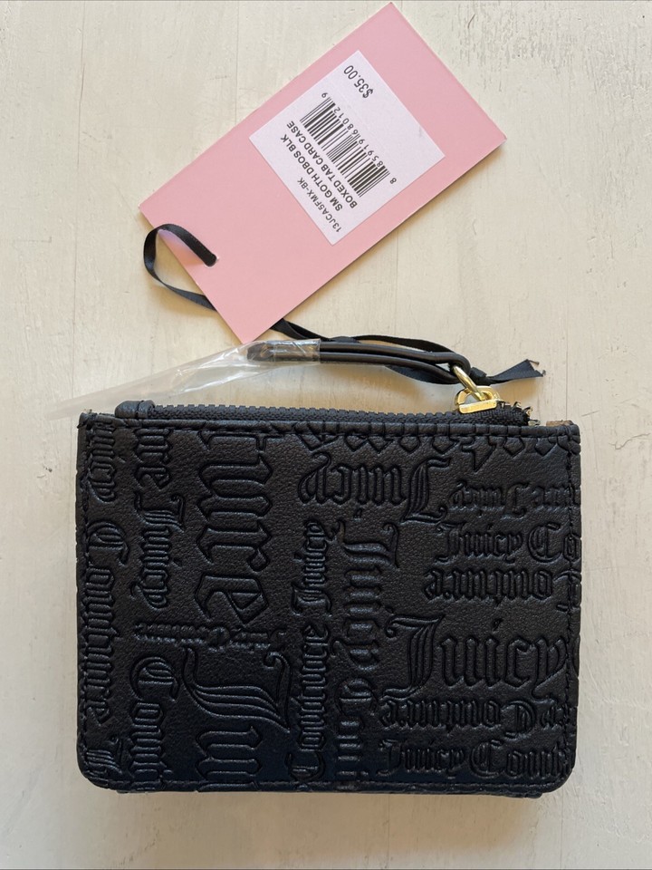 JUICY COUTURE SM GOTH BLACK TAB CARD CASE~New With Tags~Cute Wallet | eBay