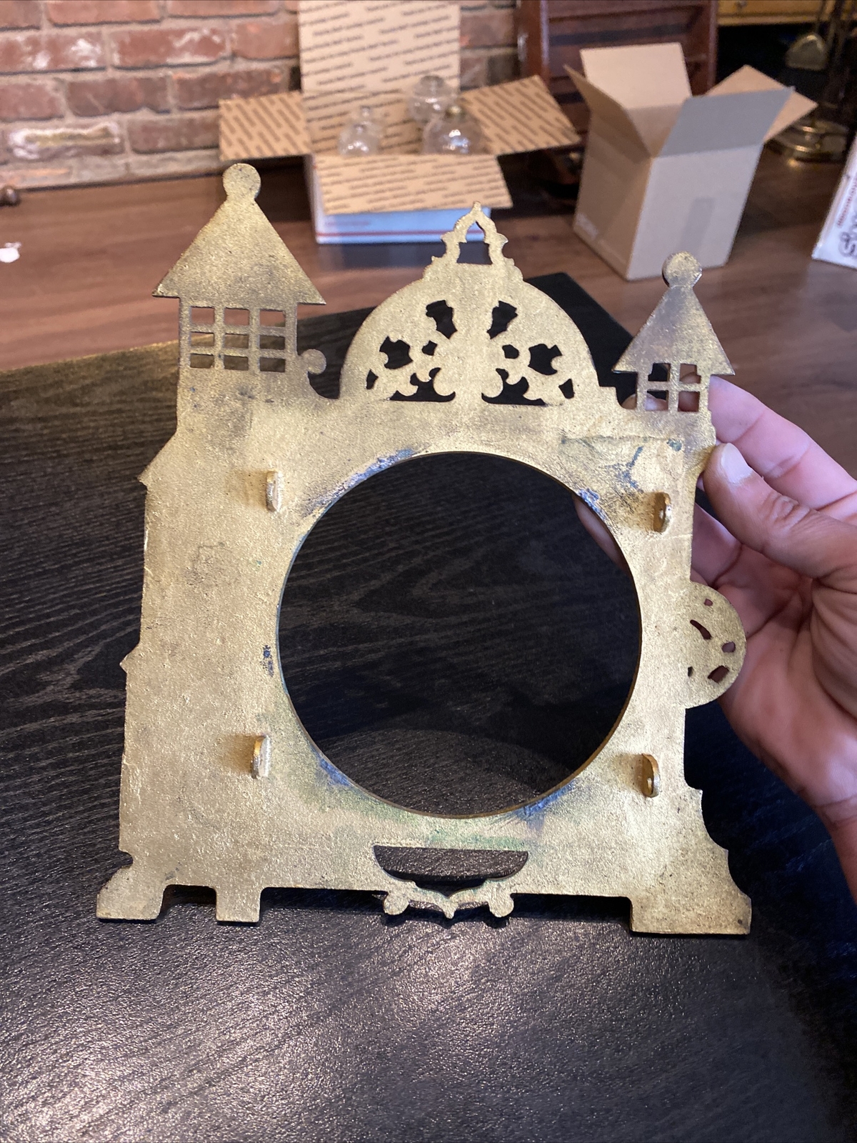 Antique Vintage Art Deco Brass Father Time Frame, Unknow Mirror Picture ...