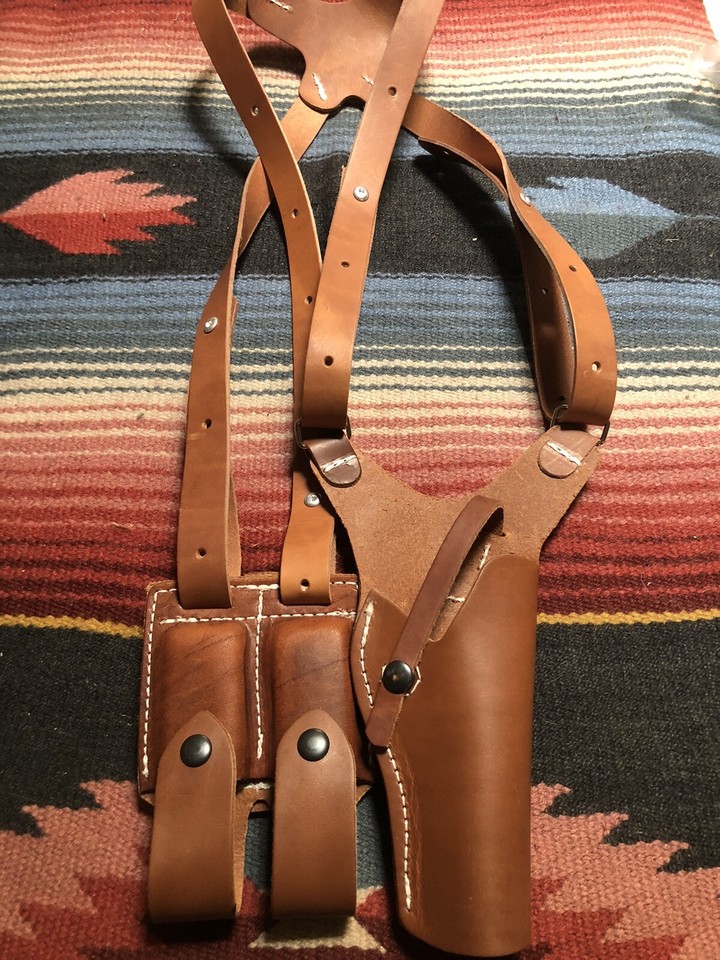 FITS Colt 45 Model 1911 Shoulder Holster & Mag Pouch Leather Vertical ...