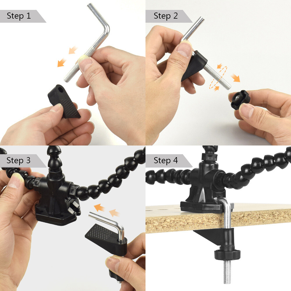Helping Hands Soldering Third Hand Tool & Flexable Arms Rotatable Clip ...