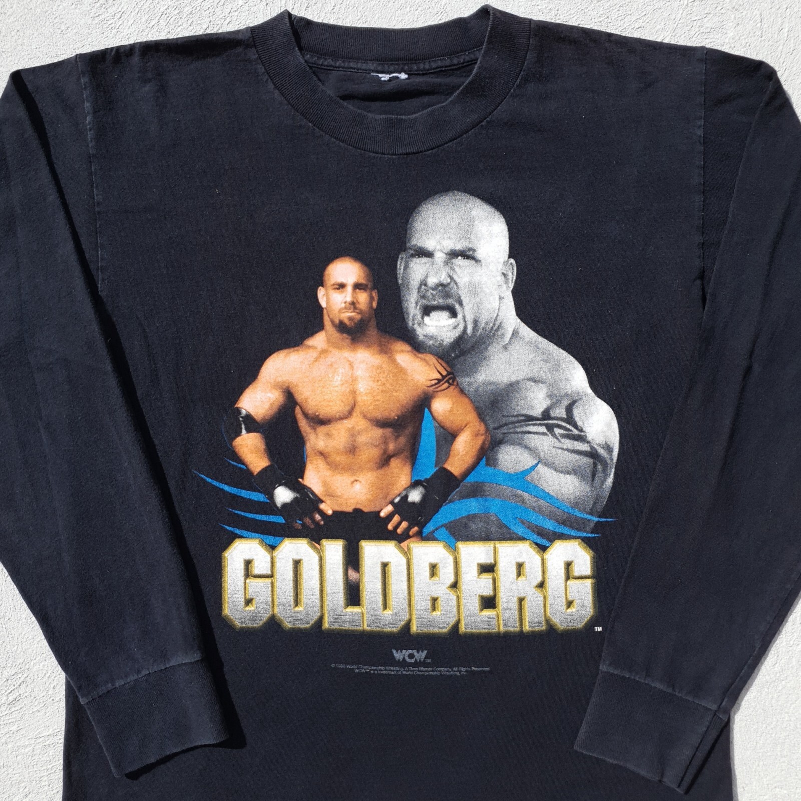 Vintage WCW Wrestling Goldberg Longsleeve Tee Shirt 1… - Gem